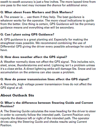 Frequently asked questions about the STS – Outback Guidance