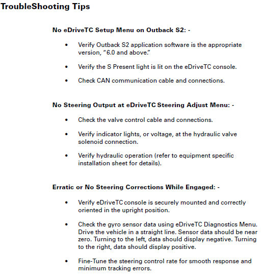 Troubleshooting eDrive/eDrive TC – Outback Guidance