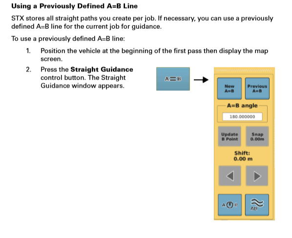 How do I use a previously made A=B line on my STX? – Outback Guidance