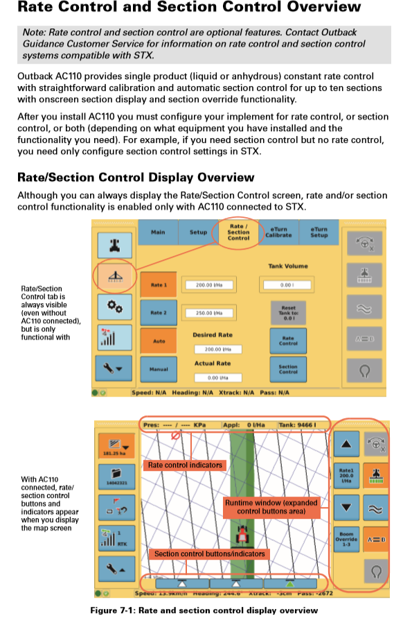 Rate Control and Section Control Overview for STX – Outback Guidance