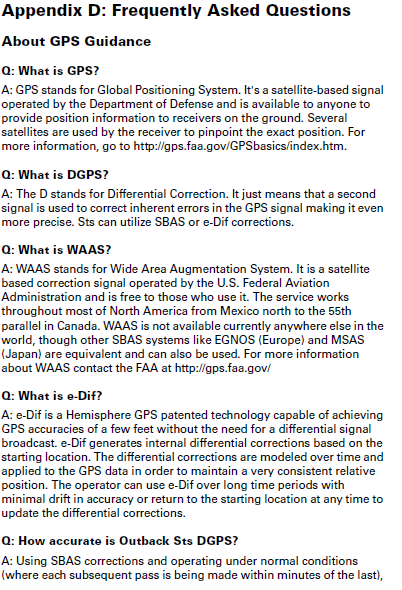 Frequently asked questions about the STS – Outback Guidance