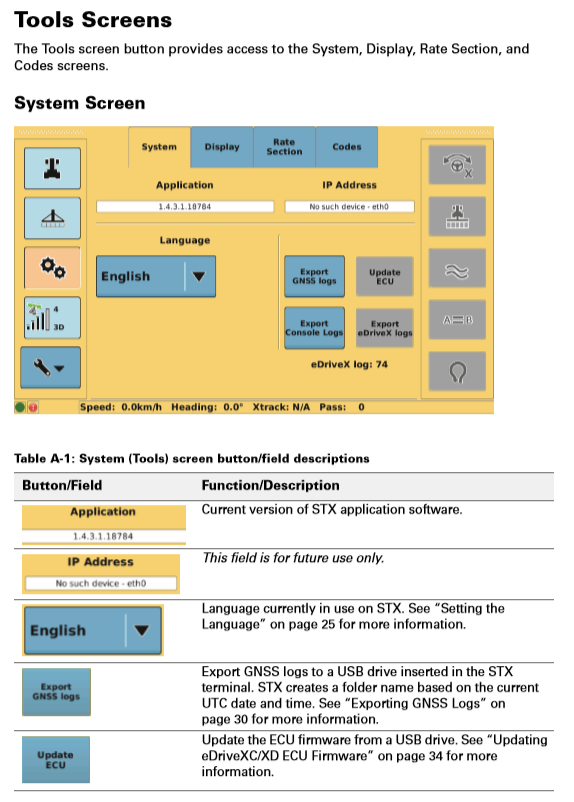 What do the tabs in the Tools screen do on the STX? – Outback Guidance
