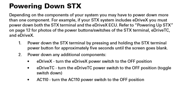 How do I power down my STX and eDrive components? – Outback Guidance
