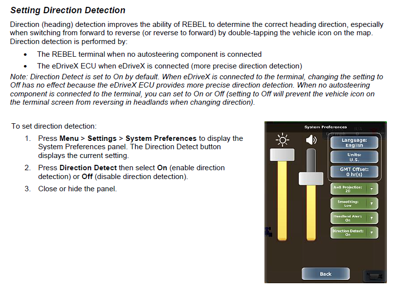How do I set the direction detection on my Rebel? – Outback Guidance