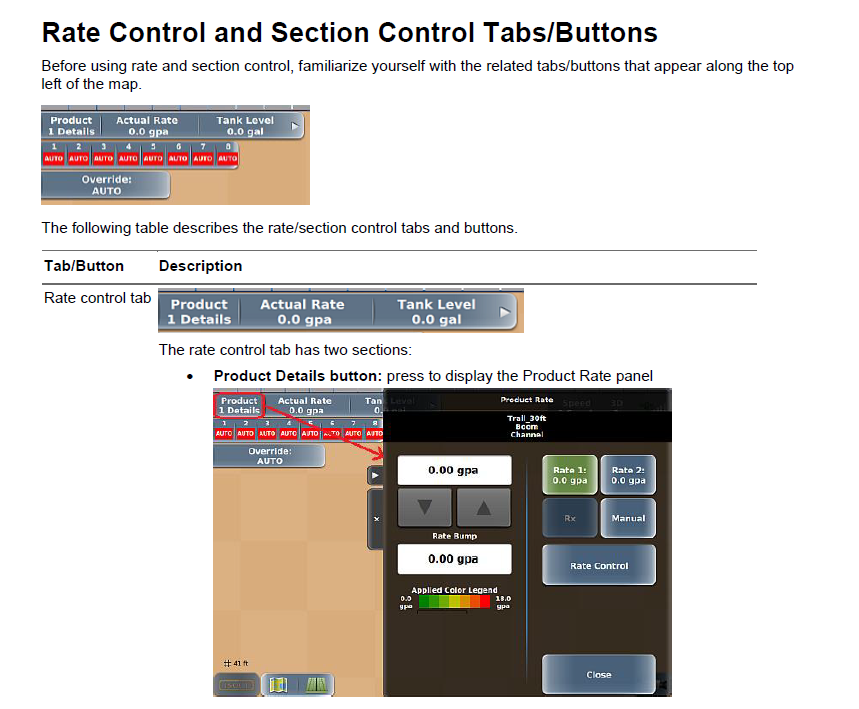 Rate and Section Control Tabs on the Rebel – Outback Guidance