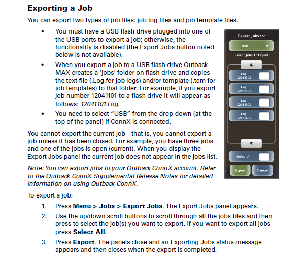 How do I Export Jobs from the MAX? – Outback Guidance