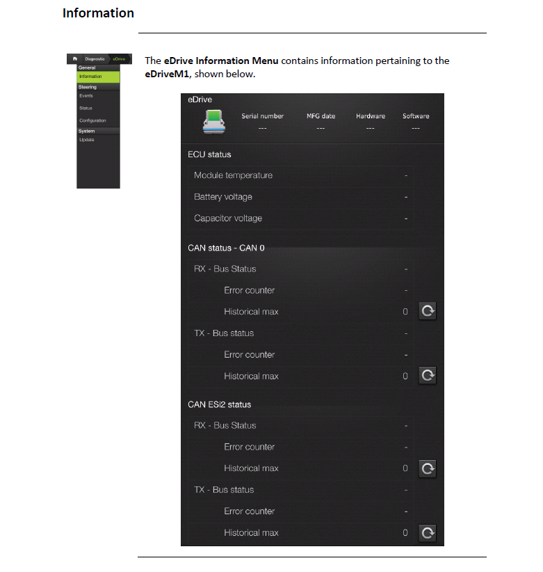 eDrive M1 Information Menu – Outback Guidance
