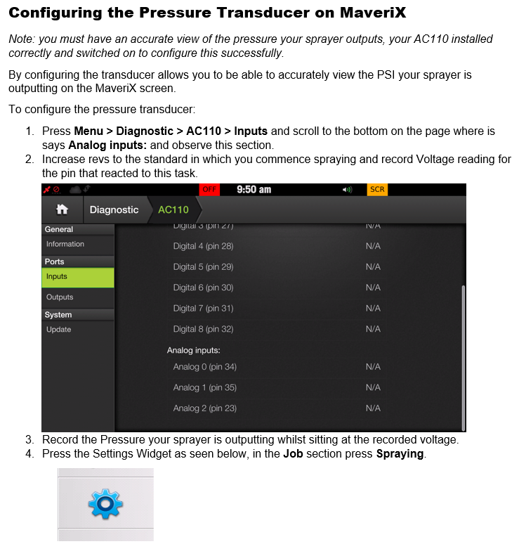 Configuring the Pressure Transducer on MaveriX – Outback Guidance